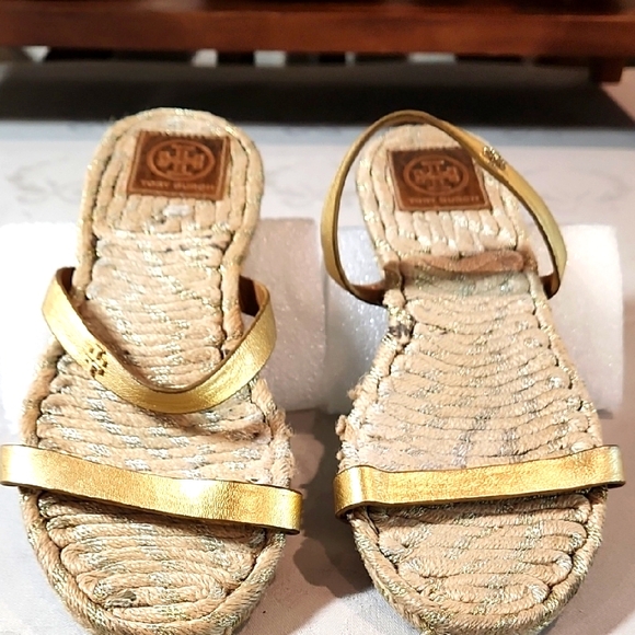 Tory Burch | Shoes | Tory Burch Gold Espadrille Slipon Shoes | Poshmark